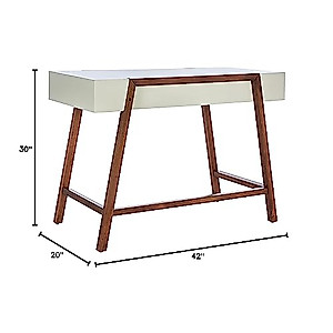 SAFAVIEH Home Collection Marwood Mid-Century Modern White/Brown Desk, Medium