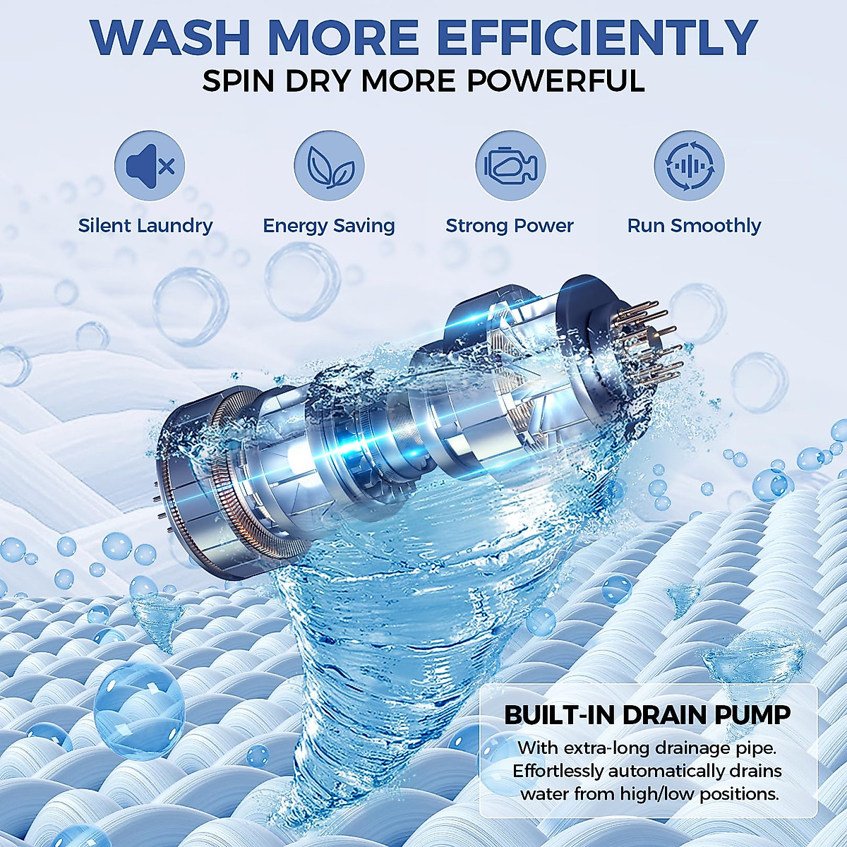 Nictemaw Portable Washing Machine 20Lbs Capacity 2.8 Cu.ft Portable Washer and Dryer Combo with 10 Programs and 8 Water Level Selections Compact Washer Machine for Apartments, Dorms, Rv-Glass Cover