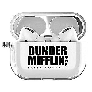 Daft Threads Airpods Pro Clear Case Cover - The Office Tv Show Merchandise,Clear Premium Hard Shell Accessories Compatible with Apple AirPods Pro (Dunder Mifflin)