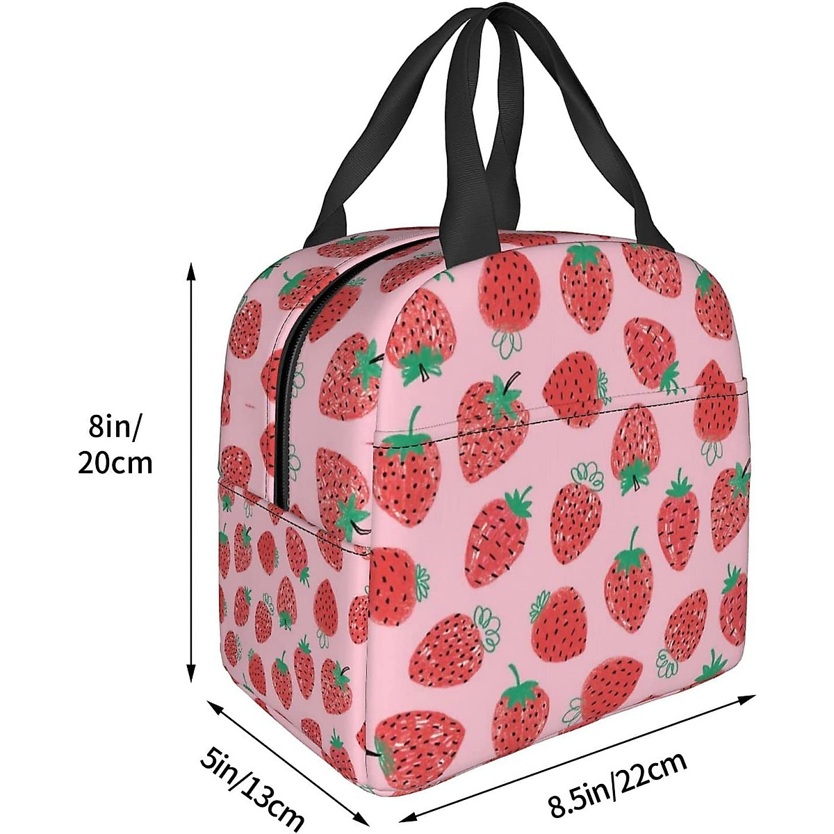 Giwawa Cute Strawberry Lunch Bag Insulated Lunch Box Kids Reusable Refrigerated Insulated Tote Bag Multifunctional School Work Lunch Container Home School Office Outdoor Use Bag