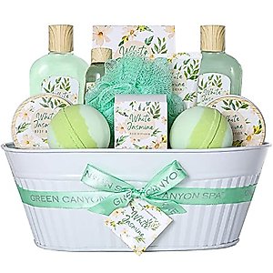 Gifts Basket for Women, 12Pcs Jasmine Home Spa Gift Kits, Relaxing Self Care Gifts Set, Graduation Birthday Anniversary Best Friends Wedding Gift Baskets for Her