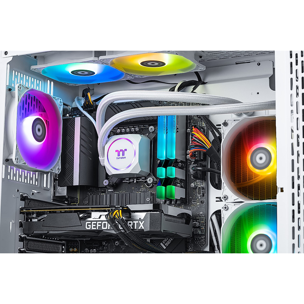 Thermaltake Glacier i360T R4 AIO Liquid Cooled Gaming PC (Intel Core™ i5-12600KF 3.7GHz, ToughRam DDR4 3600Mhz 16GB RGB, NVIDIA® GeForce RTX™ 3060 Ti, 1TB NVMe M.2, Win10 Home) S3GL-Z690-36T-LCS,White