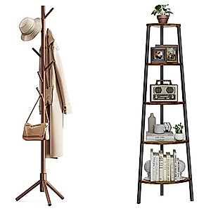 Pipishell Coat Rack and 5 Tier Corner Shelf for Home Office