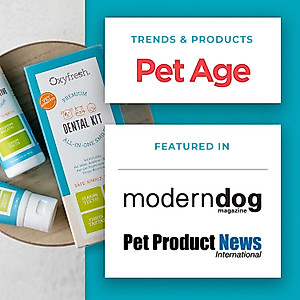 Oxyfresh Premium Pet Dental Kit for Dogs & Cats – Easy Solution for Pet Fresh Breath, Clean Teeth, Control Plaque & Tartar – Vet Formulated Pet Toothpaste 1oz + Water Additive 3oz + 3 LG Brushes Kit