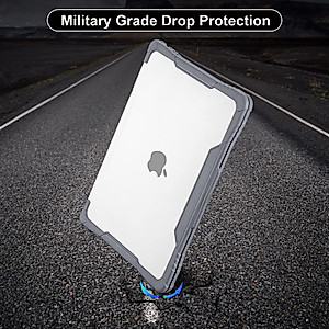 BlueSwan Shockproof Protective Laptop Case for MacBook Air M2 Case 13.6 inch M3 A3113 A2681 2024-2022 Release, Heavy Duty Rugged Hard Shell Case Cover with Strong TPU Bumper for Student, Frosted Clear