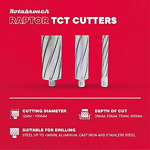 Rotabroach TCT Annular Cutter Set 7pc - RAPK2000 Magnetic Drilling Annular Tungsten Carbide Tipped Steel Cutting Drill Bits 7 Piece Kit 14, 16, 18, 20 & 22mm