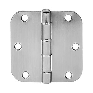 Amazon Basics Interior Door Hinge, Rounded, 3.5 x 3.5 Inch, Satin Nickel - Pack of 18