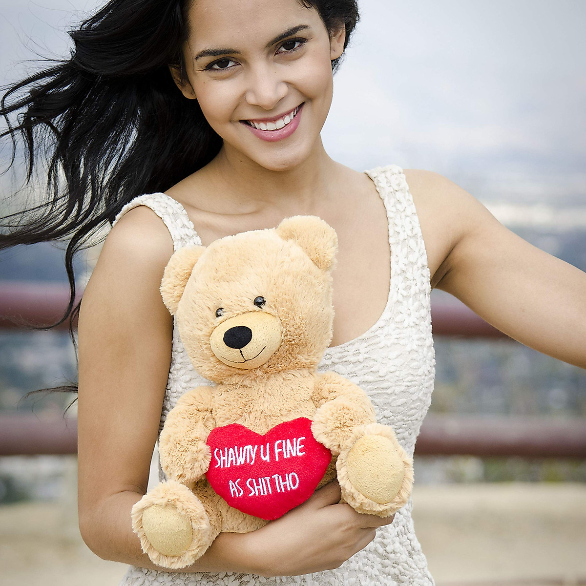 Hollabears Shawty U Fine 10" Original Teddy Bear - Funny Valentine's Day Plush Gift for The Girlfriend, Wife, Boyfriend, Husband or Best Friend