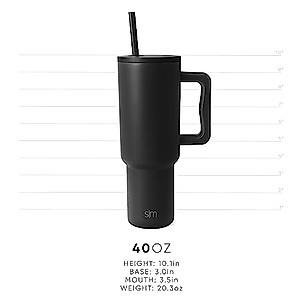 Simple Modern 40 oz Tumbler with Handle and Straw Lid | Insulated Cup Reusable Stainless Steel Water Bottle Travel Mug Cupholder Friendly | Gifts for Women Him Her | Trek Collection | Checkmate