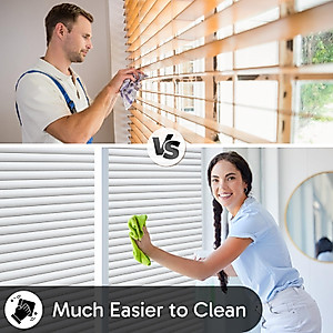 rabbitgoo Window Privacy Film Frosted Glass Film for Bathroom, Non Adhesive Static Cling Removable Window Sticker for Home Office, Anti-UV Opaque Coverings, Blinds Pattern, 17.5 x 78.7 inches