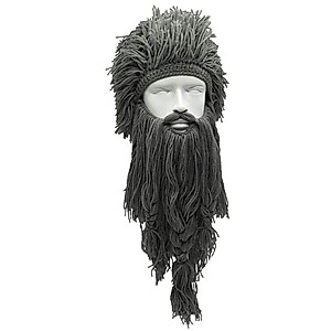 Creative Barbarian Knit Beard Hat Funny Knit Hat Wig Beanie Hat Beard Facemask