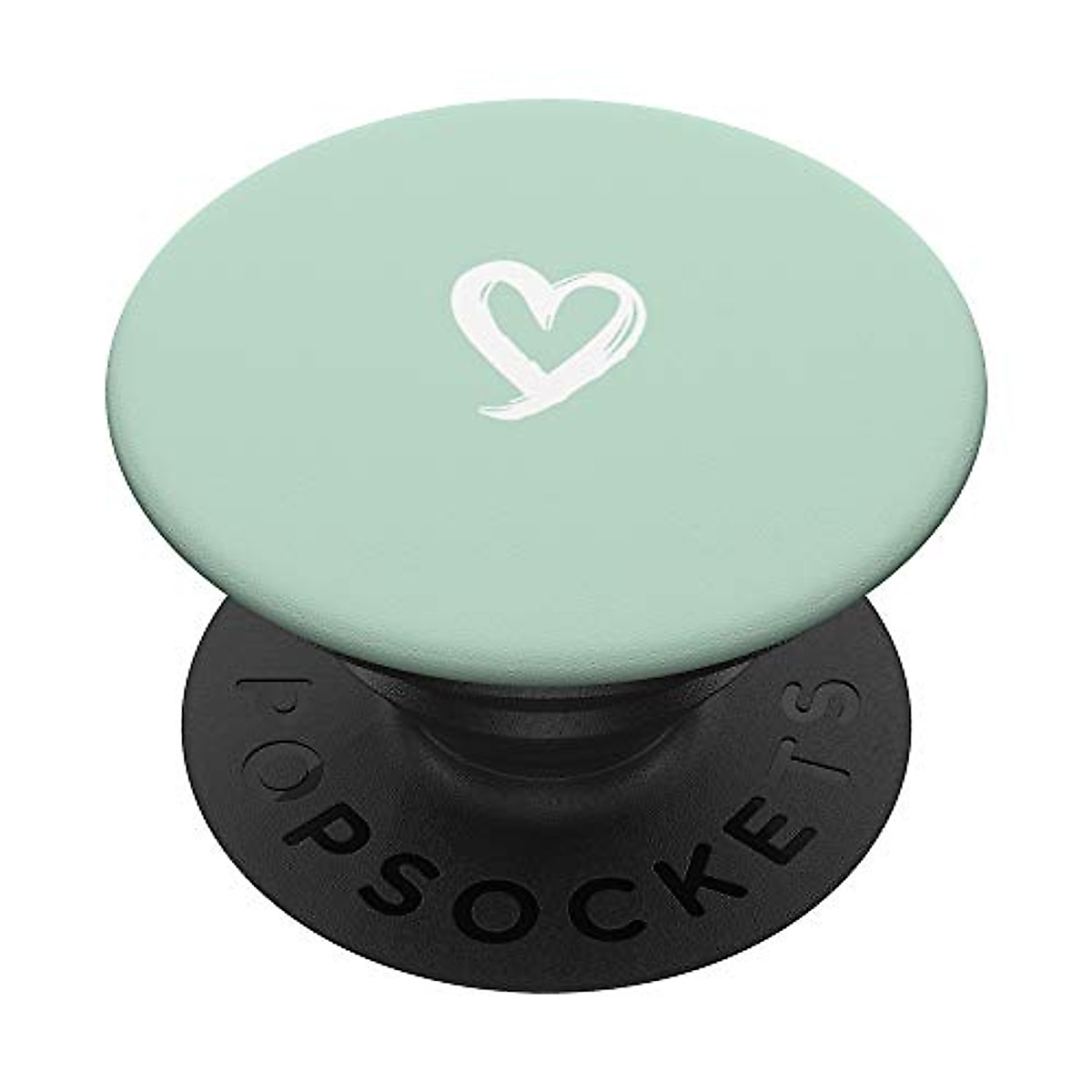 White Minimalist Heart Green PopSockets Swappable PopGrip