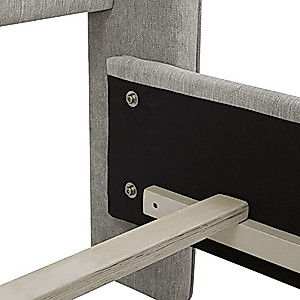 Jennifer Taylor Home Anastasia Upholstered Shelter Headboard Bed Set, King, Silver Grey Polyester