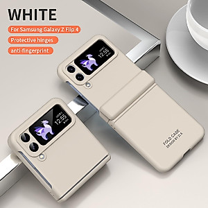 Phone Case Ultra-Thin Lightweight Case Compatible with Samsung Galaxy Z Flip 4 5G with Hinge+Screen Protector Shockproof Full Protective Rugged Cover for Galaxy Z Flip 4 5G Phone Cover (Color : Beige