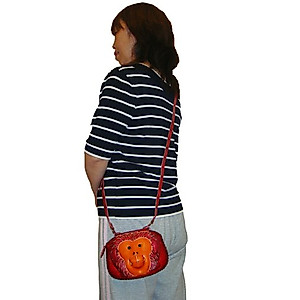 Genuine Leather crossbody Bag, Red Monkey Purse,a Unique Small Satchel.