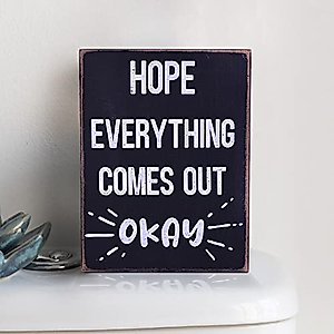 Noilk Funny Bathroom Decor Signs,Rustic Farmhouse Cute Restroom Washroom Home Decor For Shelf,Western Modern Room Wood Decorations Wall Art Accessories,Office Relex Sayings Box Sign Black