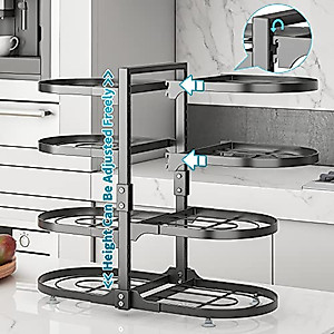Wisdom Star 8 Tier Pots and Pans Lid Organizer Rack Holder, Adjustable Pot Organizer Rack for Under Cabinet, Pot Rack for Kitchen Organization and Storage, Black