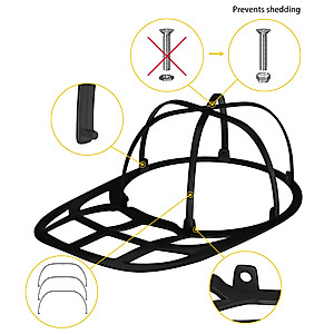 LONGD Hat Washer for Baseball Caps, Sturdy Cleaning Protector with Frame Cage and Laundry Bag, Washing Machine Safe Hat Cleaner and Organizer, Suitable for Adult and Kids' Caps - 1-Pack,Black