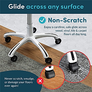 Office Chair Wheels Replacement Rubber Chair casters for Hardwood Floors and Carpet, Set of 5, Heavy Duty Office Chair Desk casters for Chairs to Replace Office Chair mats - Universal fit (Black)