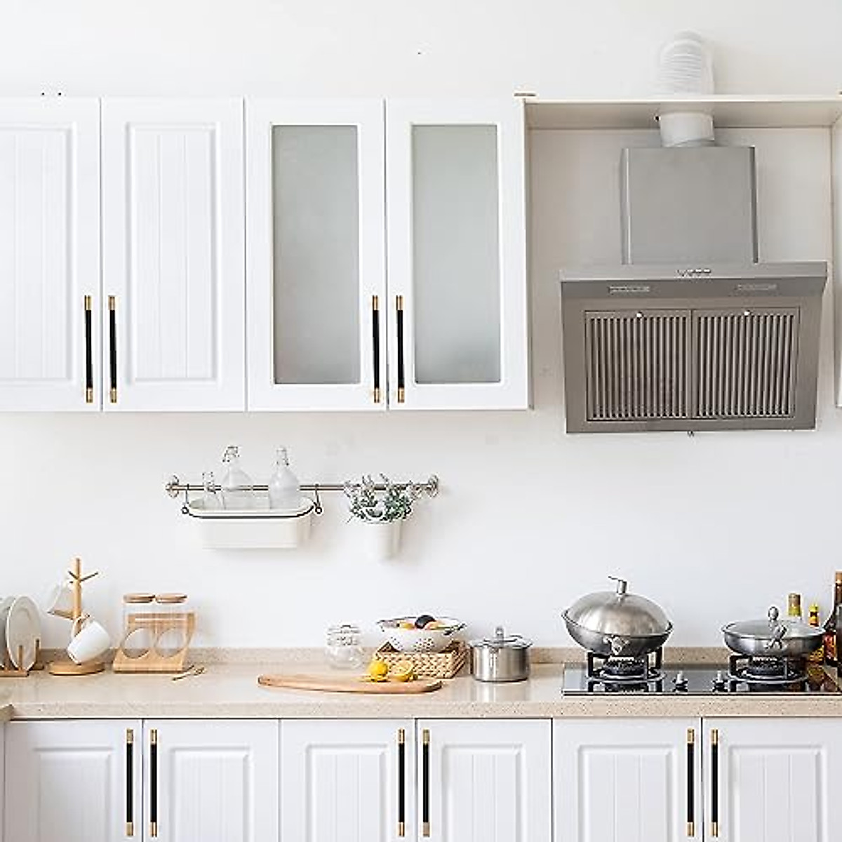 KNOKLOCK 10 Pack 7.5 Inch(192mm) Kitchen Cabinet Handles Matte Black and Champagne Bronze Knurled Cabinet Pulls Kitchen Cabinet Hardware Drawer Pulls for Dresser Cupboard Wardrobe