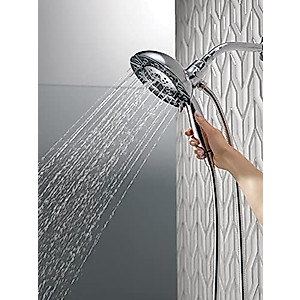 Delta Faucet 5-Spray In2ition Dual Shower Head with HandHeld Spray, H2Okinetic Chrome Shower Head with Hose, Showerheads, Handheld Shower Heads, Magnetic Docking, Chrome 58480-25-PK