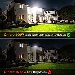 Onforu 2 Pack 100W LED Flood Light Outdoor, 8900LM Super Bright Outdoor Security Lights, IP66 Waterproof Flood Lights Outdoor, 6500K Daylight White Floodlight for Yard Garden Playground Basketball