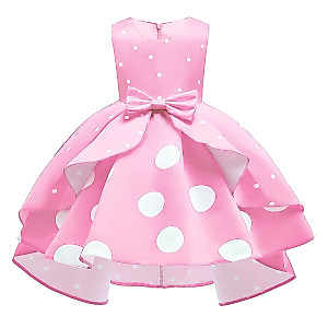 Mouse Dress Girls Mouse Costume for Toddler Baby Birthday Outfit Polka Dots Infant Kids Halloween Costumes Dress Headband Cosplay Mini Princess Gown Themed Party Supplies Pink 6-7 Years, Little kid