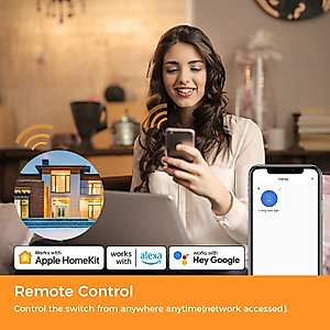 Refoss Smart Light Switch, Single Pole Smart Switch, Neutral Wire Required, Compatible with Apple HomeKit, Amazon Alexa and Hey Google, 2.4GHz Wi-Fi, Remote and Voice Control, No Hub Required, 1 Pack