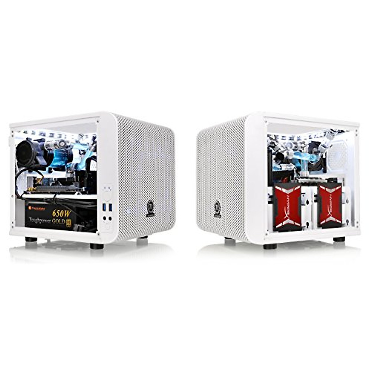 Thermaltake Core V1 Snow Edition SPCC Mini ITX Cube Computer Chassis CA-1B8-00S6WN-01, White