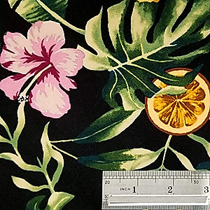 Texco Inc Poly Spandex Floral Conversational Prints DTY Brushed 4 Way Stretch Fabric, Black Pink 1 Yard