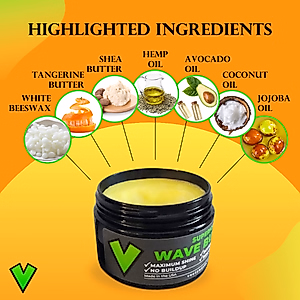 Veeta Superior Wave Grease - Maximum Shine, Non-Greasy Shea & Tangerine Conditioner for Men's 360 Waves (4 oz)