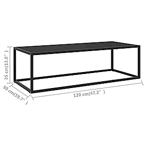 QJBSAVVA Coffee Table Black with Black Glass 47.2"x19.7"x13.8",Bedside Tables Side Tables End Tables Entrance Tables Suitable for Meeting Rooms, Reception Rooms, Offices