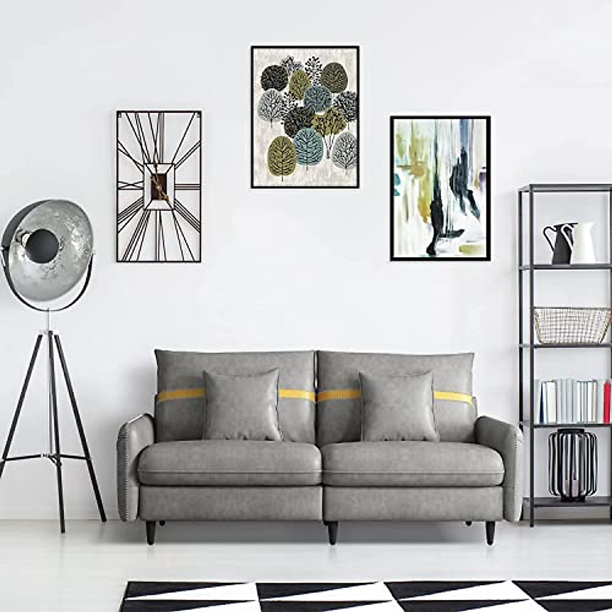 gefayluo 72.8 inch Sofa Couch Mid-Century 3-Seat Tufted Love Seat for Living Room Bedroom Office Apartment Dorm Studio and Small Space 2 Pillows Included (Silvery Gray)