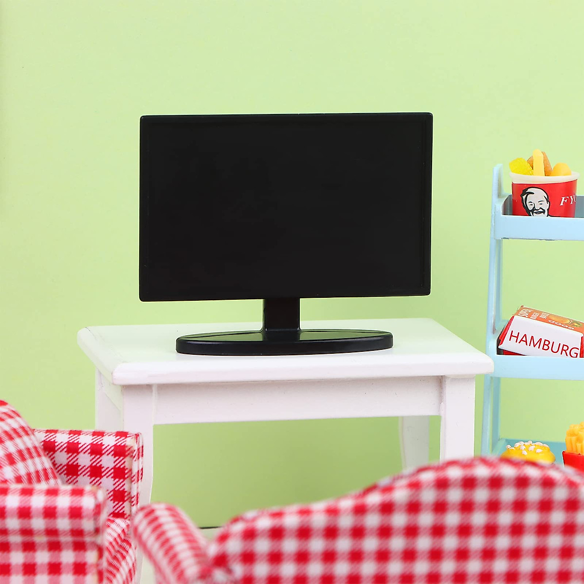 2 Pieces Dollhouse Miniature Furniture 1:12 Doll House Miniature TV Television with Remote Control Dollhouse Mini Model Toy Dollhouse Mini Decoration Accessories