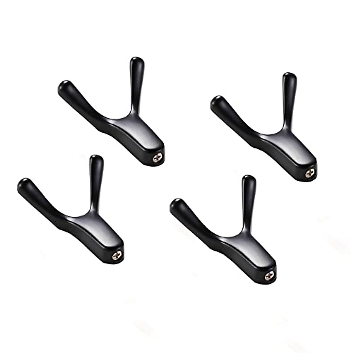 BlingBelle Coat Hooks Heavy Duty Wall Hooks (Pack of 4pcs) for Hanging Coats，Backpacks，Hats，Towels ,Double Decorative Coat Hooks Wall Mounted for Organizing Entryway，Living Rooms, Bathrooms （Black）