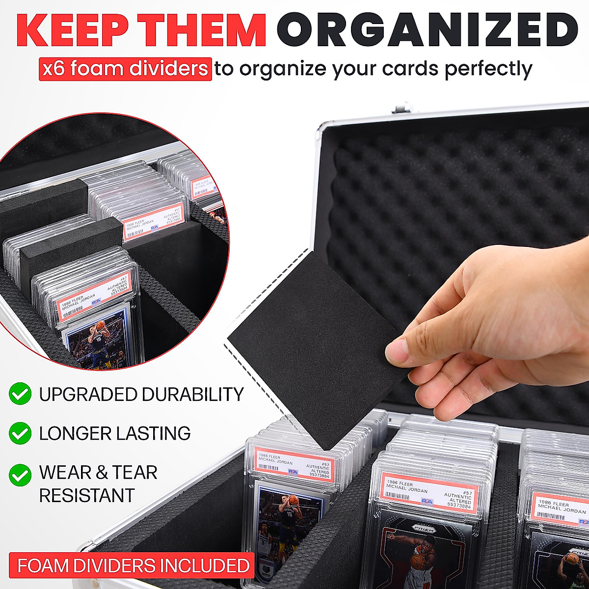 VALUN 120+ 3 ROW Graded Card Storage Box; Durable Sports, PSA and Pokemon Storage Box - Organizer Slab for Your Collection - For Baseball, Football, TCG, MTG Cards - Top Loader Design