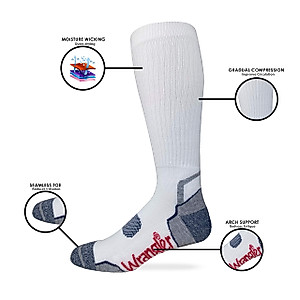 Wrangler Mens Ultra Dri Compression Tall Boot Socks 3 Pair Pack (Black, Men's Shoe Size 9-13 - Sock Size Large)