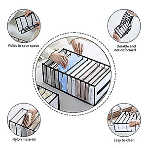 XJJX Closet Organizers and Storage, T-Shirt Organizer, Clothes Organizer, Wardrobe Clothes Organizer, Shirt Organizer for Closet, Clothes Storage Organizer for Shirts, Jeans, Pants(Black, 4 Pack)