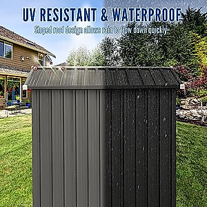 MIRAFIT 6x4 Ft Storage Shed, Galvanized Steel Sheds & Outdoor Storage Cabinet with Sliding Door, Garden Metal Shed for Tool, Bike, Lawn Mower, Backyard, Patio, Olive Gray