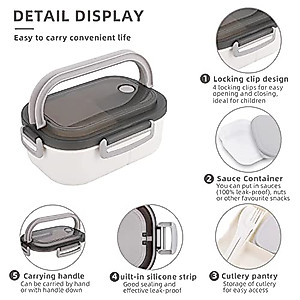 Bento Box,2 Layers Bento Box Adult Lunch Box with Salad Dressing Container and Carrying Handle,Lunch Box Containers for Toddler/Kids/Adults,1.3L-6Compartments&Utensils(White)