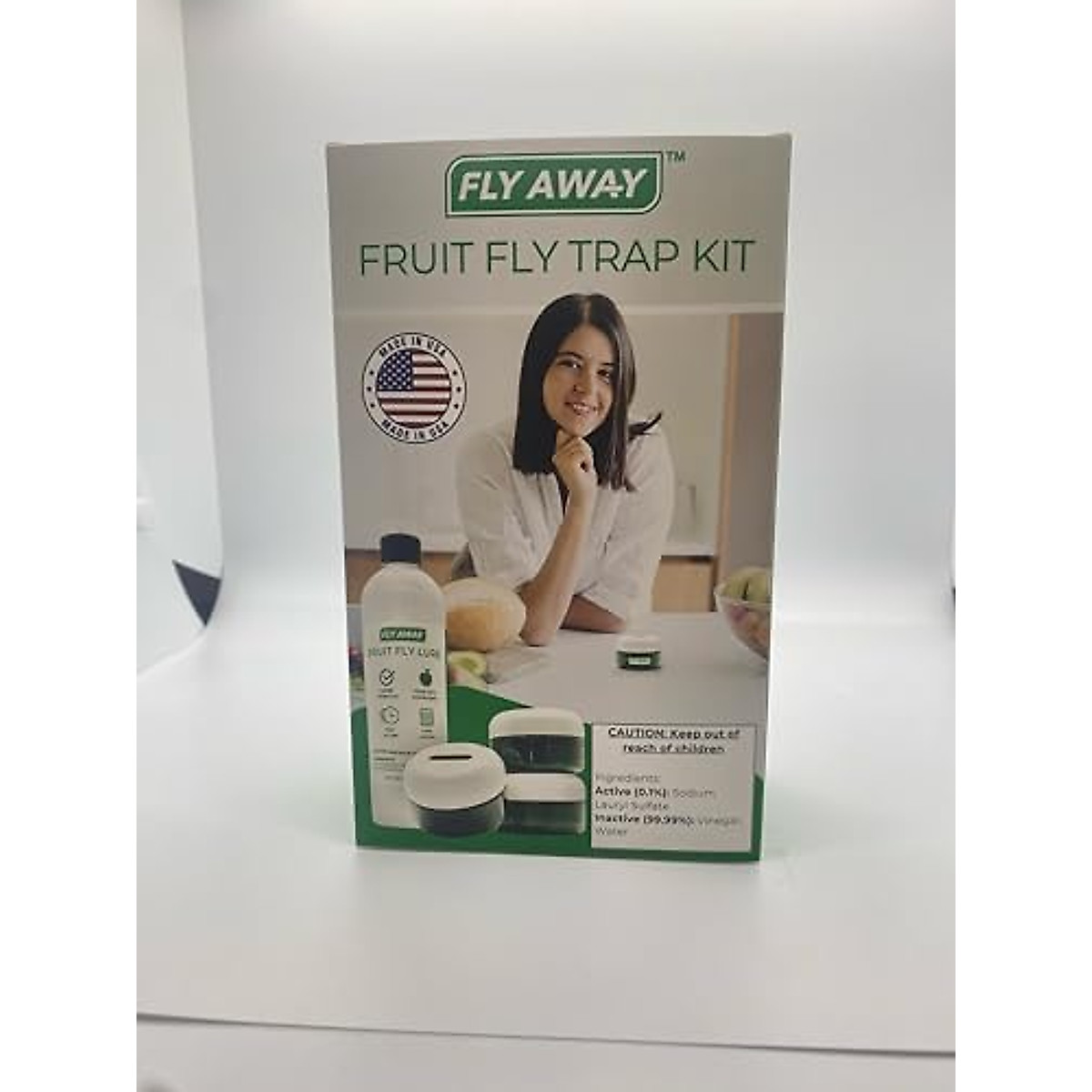 Fly Away - Fruit Fly Trap Kit: 3 Reusable Traps & Liquid Lure. Fast Acting. Stylish Design, Perfect for Kitchens, Bars, Restaurants, Wineries. Catch Fruit Flies for 90+ Days. Indoor Use