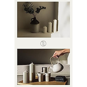 LAWA Ribbed Peak Pillar Candle - Large Beautiful Handmade Pillar Scented Soy Wax Candle Elegant Bubble Aesthetic Candle Housewarming Gift Home Room Shelf Decor Idea White (Small)