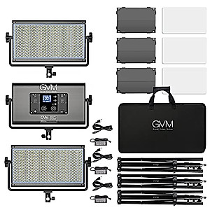 GVM 1500D RGB LED Video Light, 75W Video Lighting Kit with Bluetooth Control, 3 Packs Led Panel Light for Photography, YouTube Studio, Video Shooting, Broadcasting, Conference, 1128 Led Beads