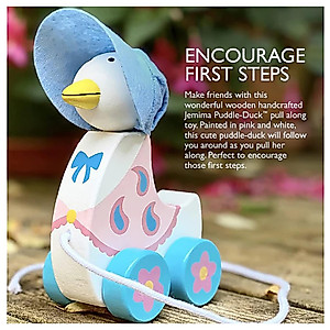 Orange Tree Toys Peter Rabbit: Pull Along: Jemima Puddle-Duck - Wooden Toy, Wheeled Character, Encourage First Steps, FSC Certified, Licensed, Toddler & Kids Ages 1+