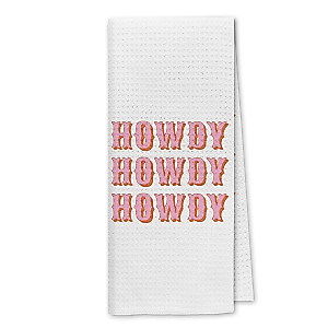 Dibor Hot Pink Preppy Howdy Kitchen Towels Dish Towels Dishcloth,Hot Pink Preppy Decorative Absorbent Drying Cloth Hand Towels Tea Towels for Bathroom Kitchen,Teen Girls Gifts