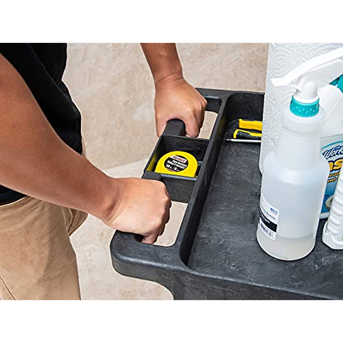 550lb Capacity Heavy Duty Plastic Utility Cart 34-1/2" L x 16-3/4" W with Handle 3 Shelves Pake Handling Tools