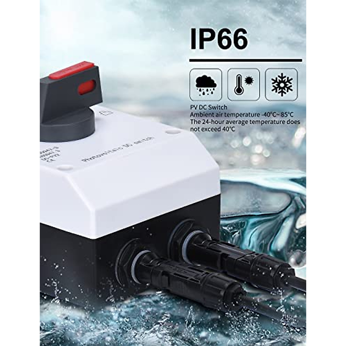 DIHOOL Solar Panel Disconnect Switch, DC 30 Amp PV Solar Isolator Disconnect, DC1200V, IP66