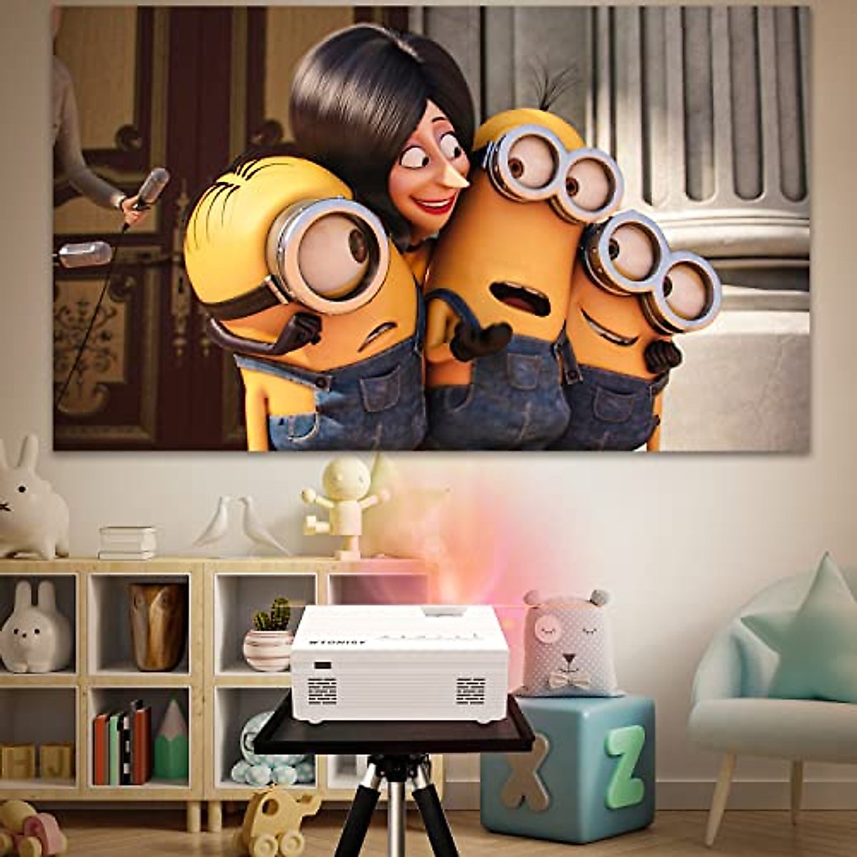 Projector Mini,WTONISY 2023 Newest Mini Projector with Tripod,10000 Lumen Movie Projector,Portable Outdoor Projector Built-in Speaker,Compatible with TV Stick,HDMI,PS4,iOS,Android Phone