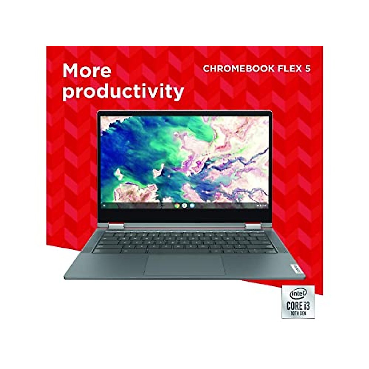 Lenovo Chromebook Flex 5 13" FHD IPS Touchscreen 2-in-1 Laptop, Intel Core i3-10110U, 4GB DDR4, 64GB eMMC, MicroSD Card Reader, Webcam, WiFi,BT, Backlit Keyboard, Chrome OS/ GCube 64GB Micro SD Card