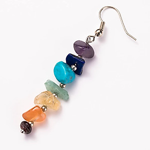 7 Chakra Stone Beaded Dangle Earrings for Women Colorful Natural Stones Crystals Drop Earrings for Meditation Yoga Jewelry